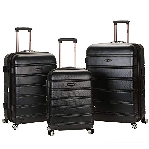 Rockland Melbourne Hardside Expandable Luggage with Spinner Wheels, Black, 3-Piece Set (20/24/28)