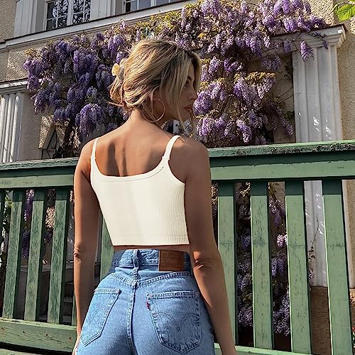 Women's 3 Piece Ribbed Tank Tops Seamless Crop Tanks for Womwn Sleeveless Scoop Neck Workout Cami Top - Black/White/Brown S