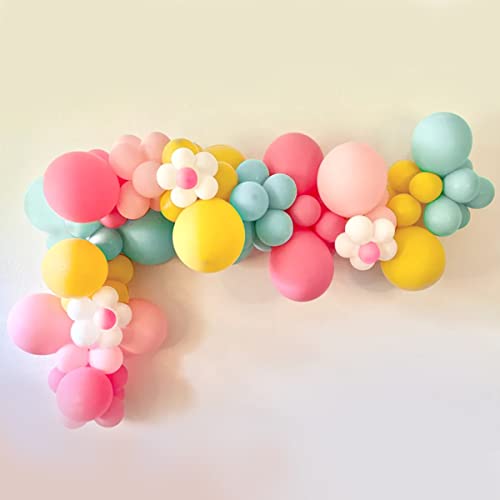 DIY Daisy Balloon Garland,147PCS Daisy Balloon Arch Kit, Retro Hippie Boho Macaron Pastel Balloons Garland for Baby Shower Bridal Wedding Daisy Birthday Party Decorations