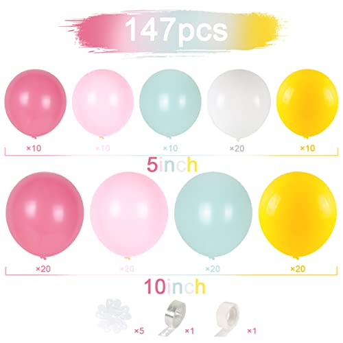 DIY Daisy Balloon Garland,147PCS Daisy Balloon Arch Kit, Retro Hippie Boho Macaron Pastel Balloons Garland for Baby Shower Bridal Wedding Daisy Birthday Party Decorations