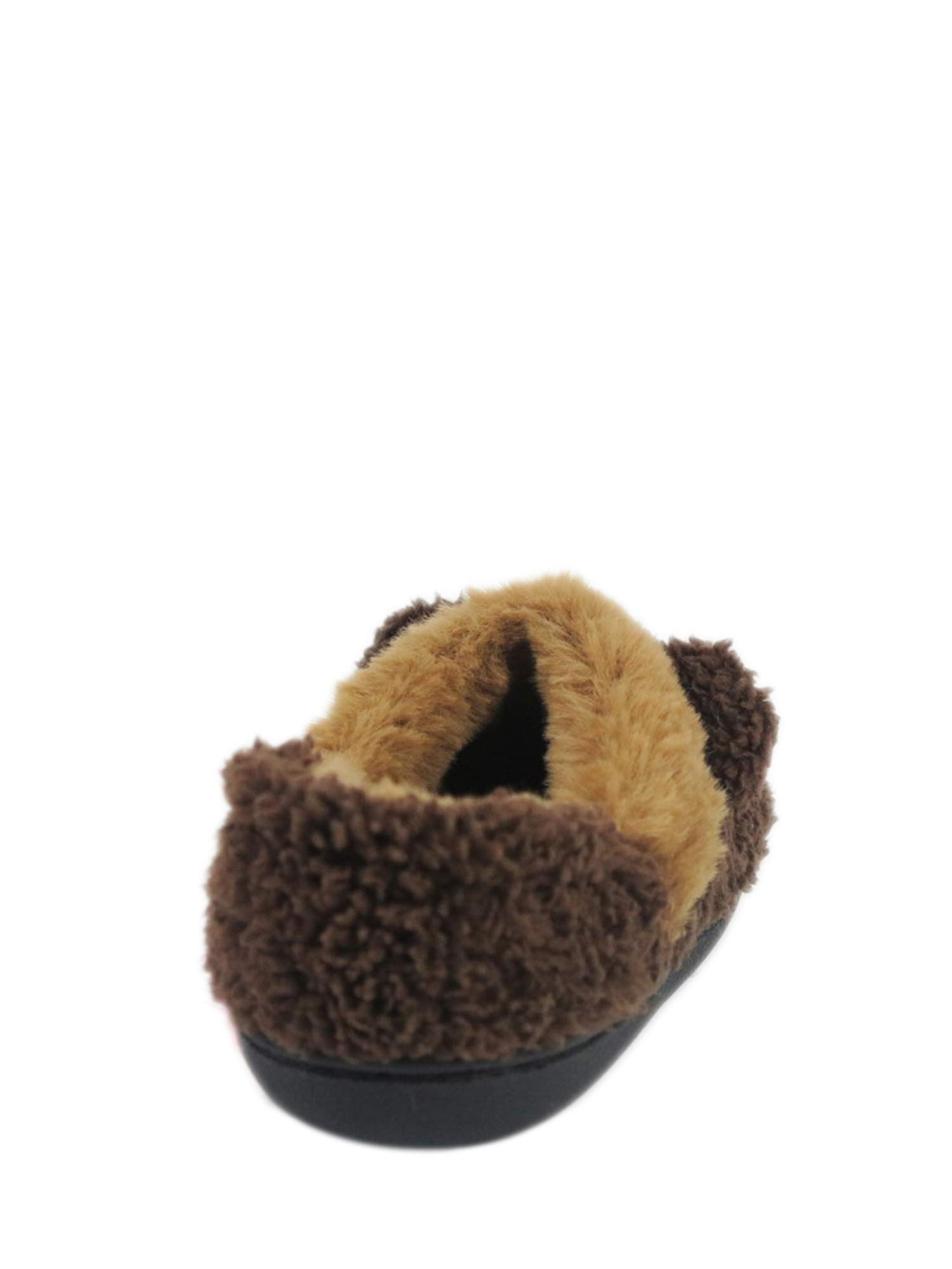 Wonder Nation Toddler Boy Aline Cute Critter face Fur Slippers (7-8 Toddler Brown