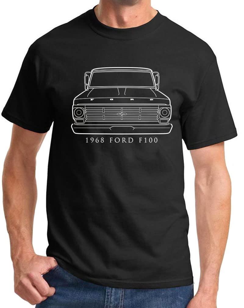 1968 Ford F100 Pickup Truck Front End Design Classic Print Tshirt X-Large Black