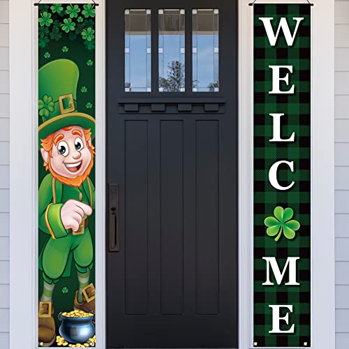 St Patricks Day Decorations Green Lrish Spirit Front Porch Weclome Sign Irish Shamrock Gnomes Banner St. Patrick's Day Decorations for Home Party