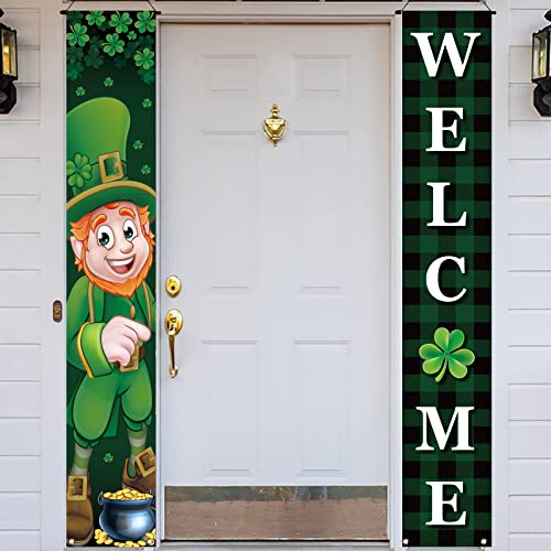 St Patricks Day Decorations Green Lrish Spirit Front Porch Weclome Sign Irish Shamrock Gnomes Banner St. Patrick's Day Decorations for Home Party