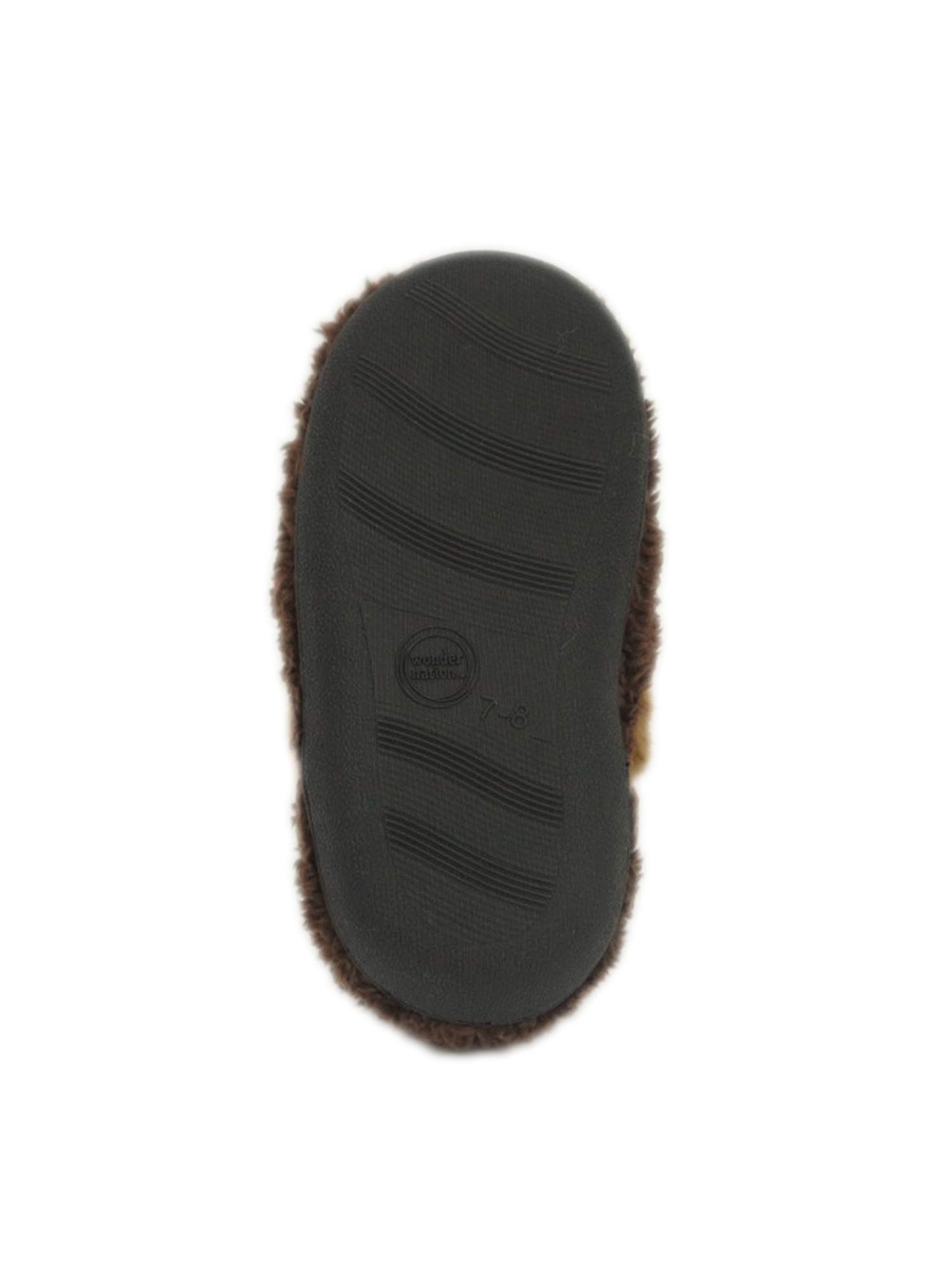 Wonder Nation Toddler Boy Aline Cute Critter face Fur Slippers (7-8 Toddler Brown