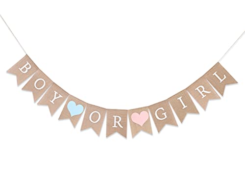 Boy or Girl Burlap Banner - Burlap Baby Shower Banner , Baby Shower Decorations , Gender Reveal, Rustic Girl Boy Shower Burlap Banner , Photo Decoration Props (Gender Reveal Banner)