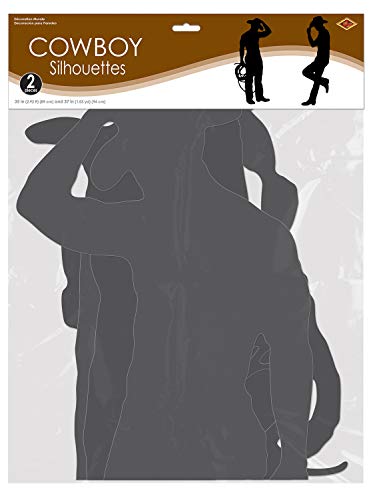 Beistle Western Cowboy Paper Silhouettes Decor-2pc, 35 and 37 inches, Black