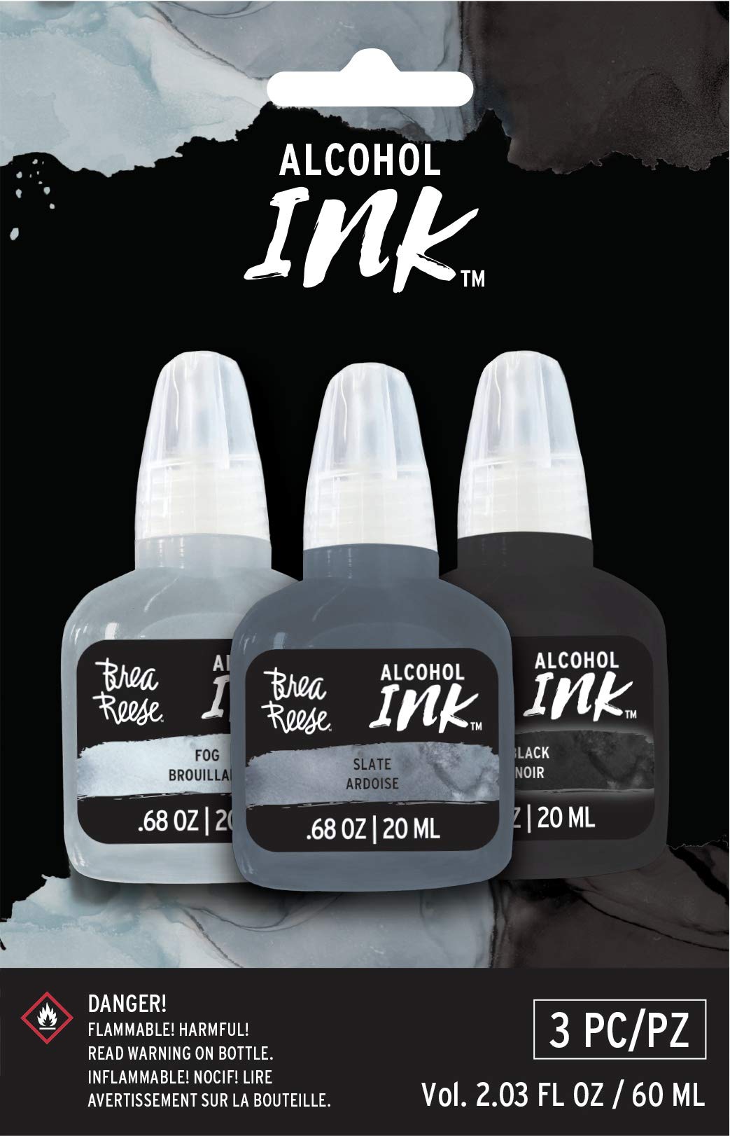 Momenta Brea Reese Alcohol Inks 20ml 3/Pkg-Fog/Slate/Black
