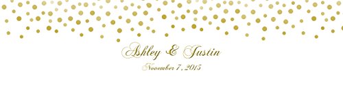 DesignThatSign 100 Gold Confetti On White Background Wedding Anniversary Engagement Party Water Bottle Labels Bridal Shower Birthday