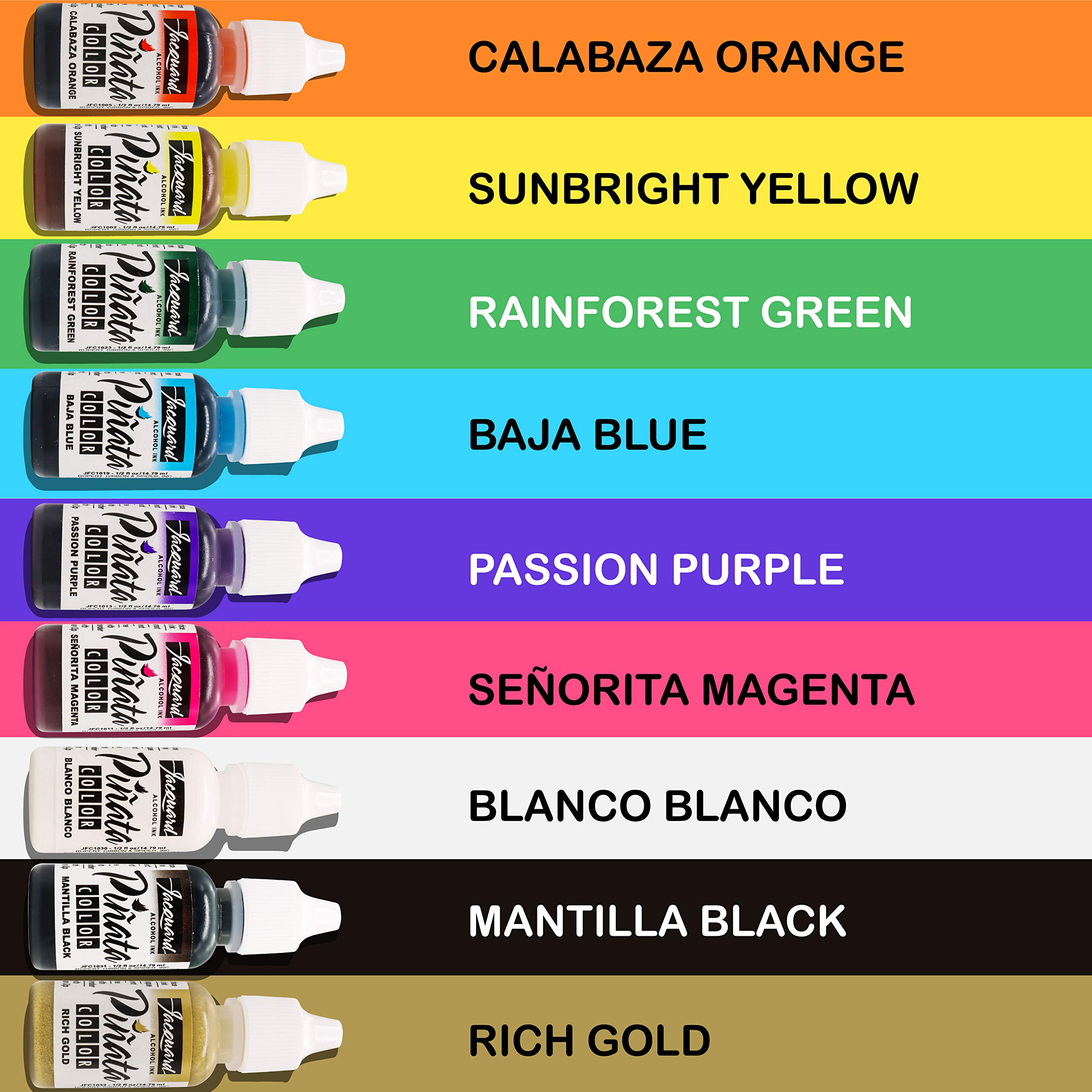 Jacquard Piñata Alcohol Ink Made in USA - Original Exciter Pack - 9 Colors - 1/2 Ounce Bottles - Bundled with Moshify Blending Pen