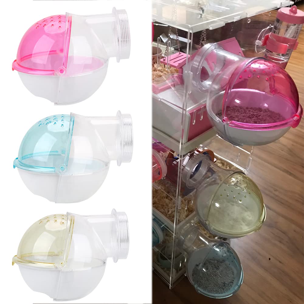 WNZQK Hamster Sand Bathroom Guinea Pig Hideout Hamster Cage Accessories Sand Bath Container Small Pet Toilet Hamster Villa Transparent External(Upgrade Blue)