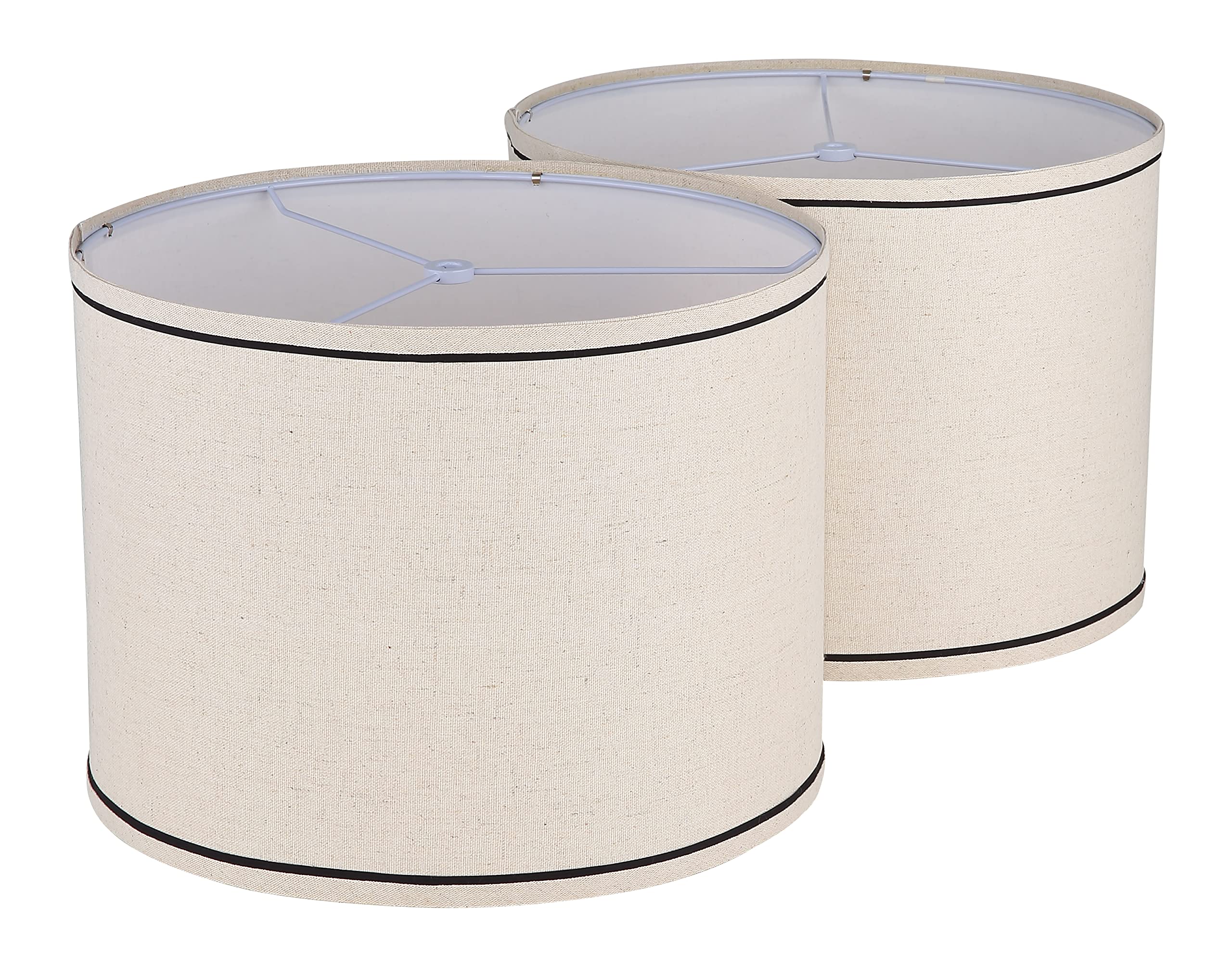 Lamp shades Set of 2,Drum Lampshades 13"x13" x 10" High, Medium Lampshades for Table Lamps Floor Lamps, Natural Linen Hand Crafted, Easy Assembly Required,Beige Lampshade((Spider Fitter)