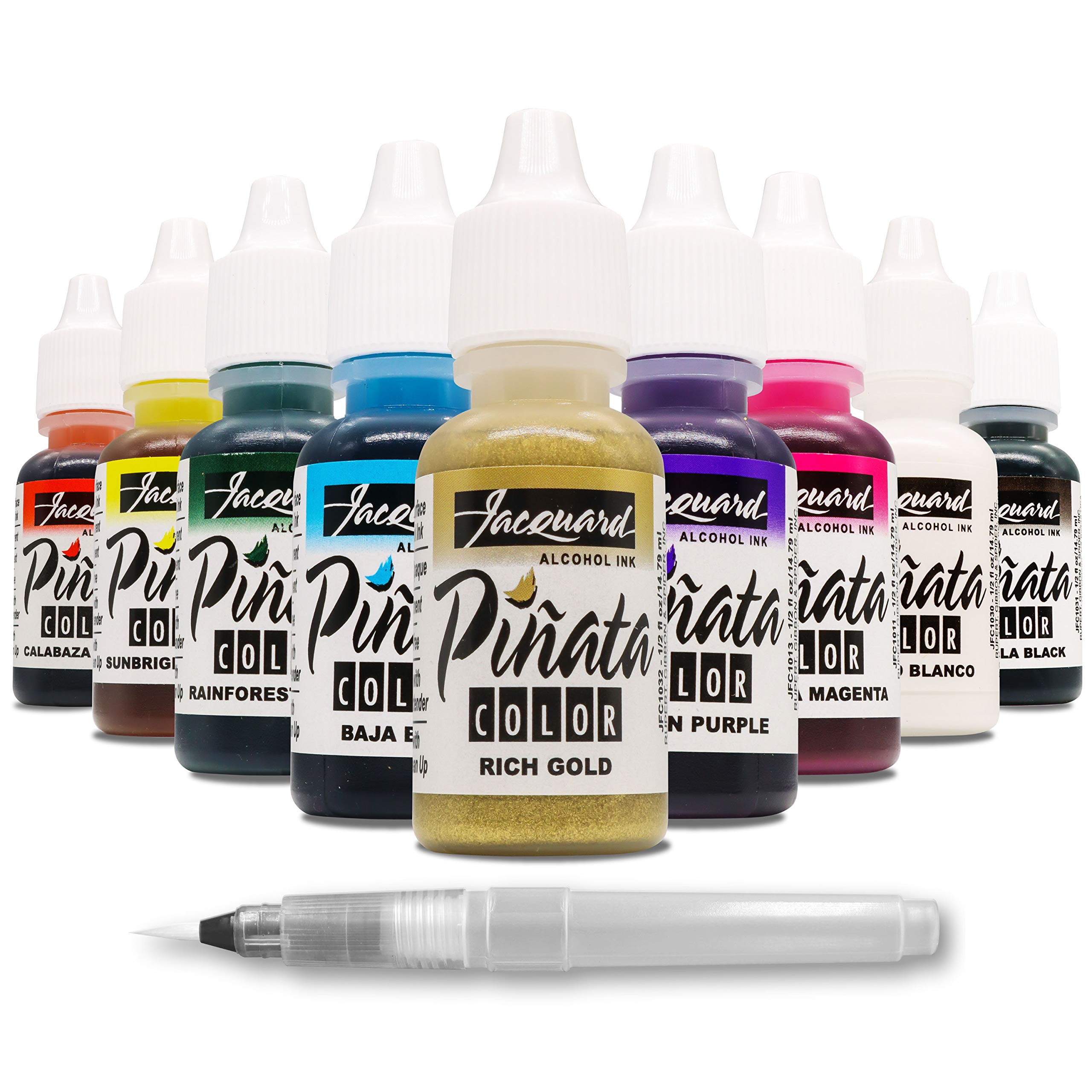 Jacquard PiΓ±ata Alcohol Ink Made in USA - Original Exciter Pack - 9 Colors - 1/2 Ounce Bottles - Bundled with Moshify Blending Pen