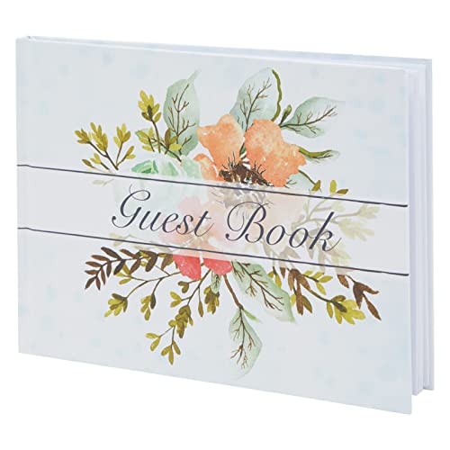 Floral Wedding Guest Book for Reception, Party, Baby Shower, Birthday (8.3 x 6.25 in, 56 Pages)