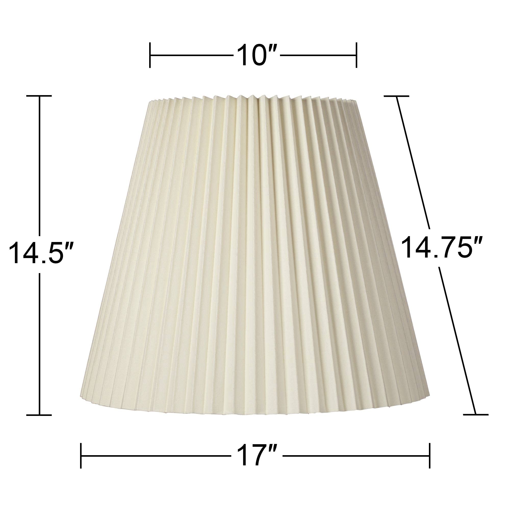 Set of 2 Pleated Empire Lamp Shades Ivory Large 10" Top x 17" Bottom x 14.75" High Spider with Replacement Harp and Finial Fitting - Springcrest