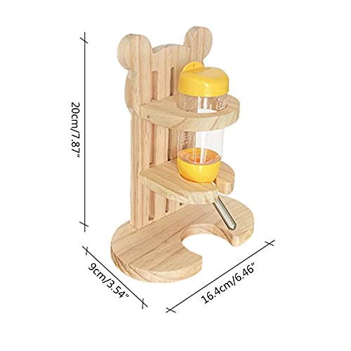 Water Bottle with Anti-Tipple Wood Holder 80ml Small Pet Auto Water Dispenser for Gerbil Cage Water Bottle with Stand for Guinea Pigs Small Pets Hamster Rodents