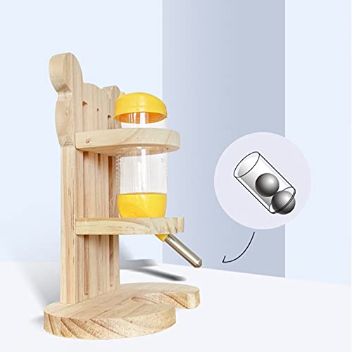 Water Bottle with Anti-Tipple Wood Holder 80ml Small Pet Auto Water Dispenser for Gerbil Cage Water Bottle with Stand for Guinea Pigs Small Pets Hamster Rodents