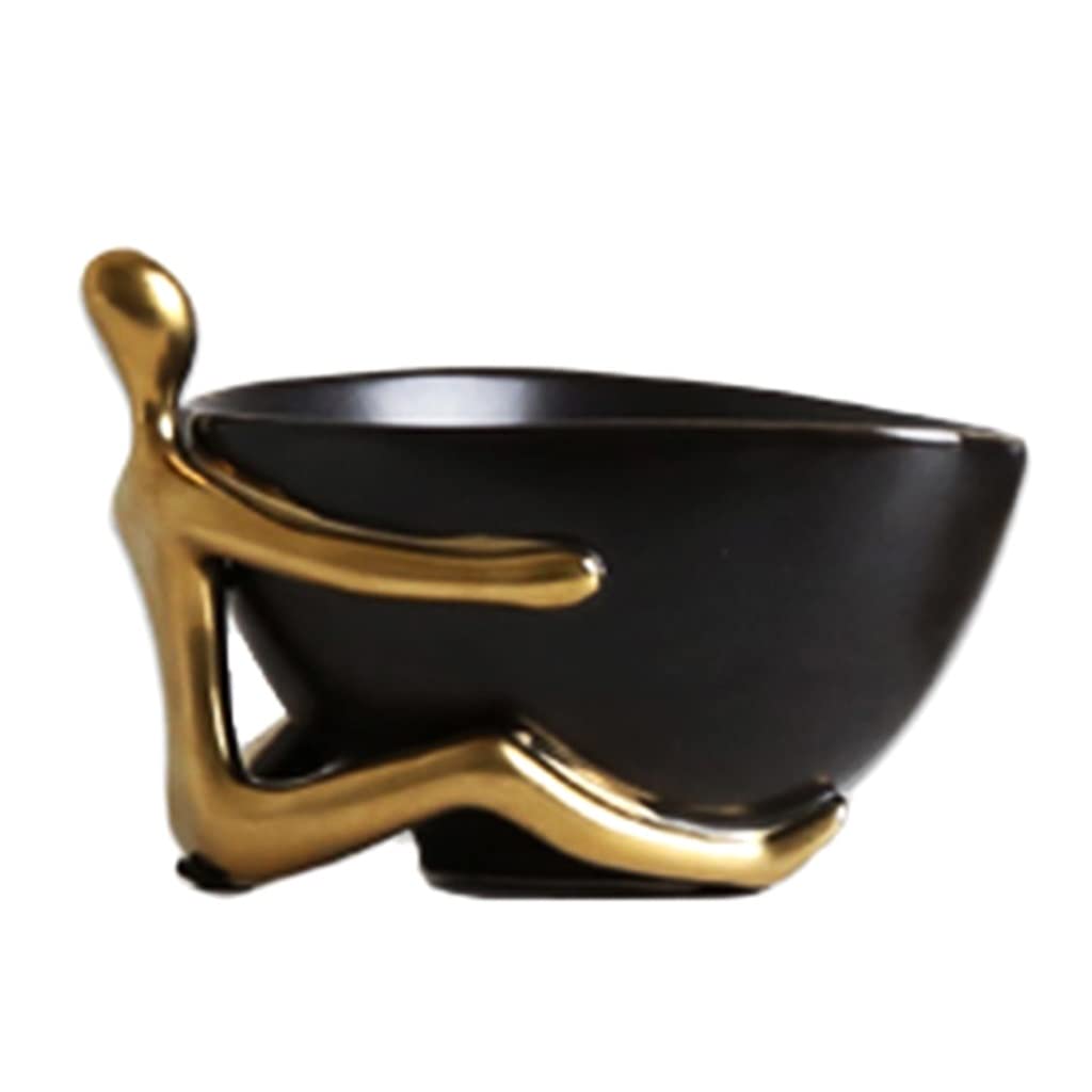 KITCISSL Decorative Tray Key Bowl for Entryway Table, Coffee Table Decor Key Tray Golden Figure Ceramic Bowl Entrance Hall Key Storage Box Jewelry Phone Coin Watches Candy Tray (Color : B)