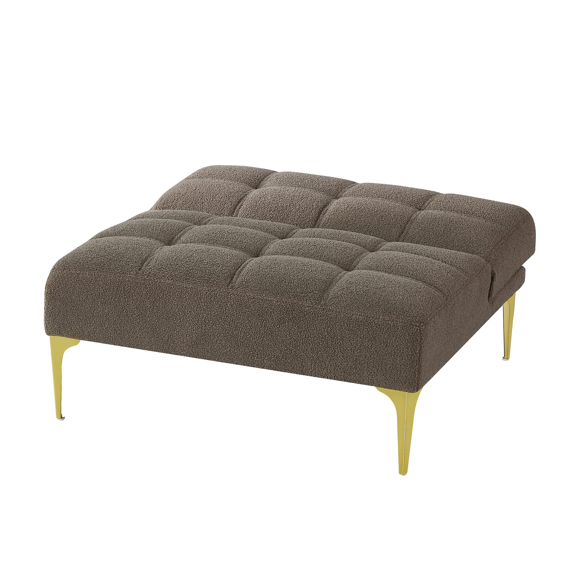 FIQHOME Convertible Sofa Bed, Adjustable Backrest & Gold Metal Legs, Futon Sleeper Couch Daybed Single Pillow, Teddy Fabric Armless Chair,Taupe