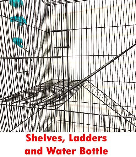 55" Extra Large 5 Levels 3/8-Inch Tight Wire Spacing Guinea Pig Sugar Glider Animal Wire Chew Free Cage with Removable Rolling Stand