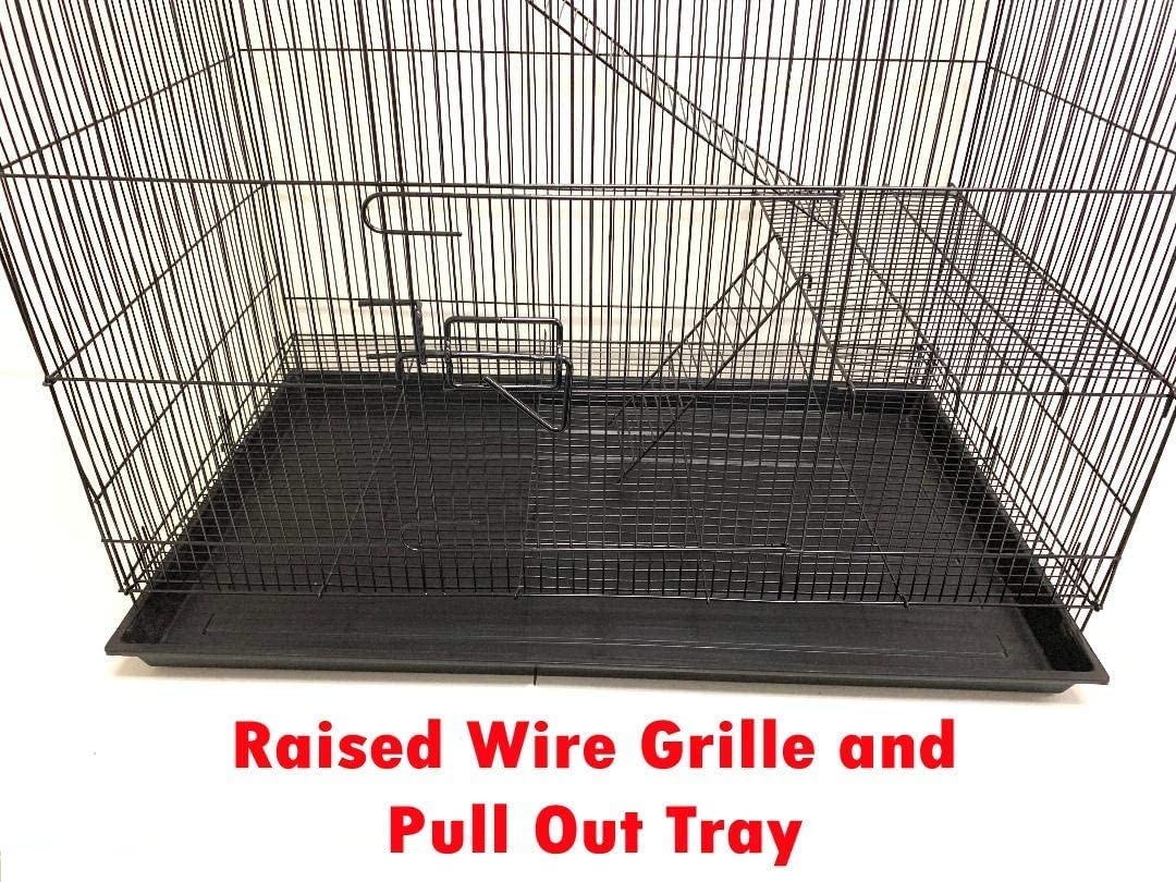 55" Extra Large 5 Levels 3/8-Inch Tight Wire Spacing Guinea Pig Sugar Glider Animal Wire Chew Free Cage with Removable Rolling Stand