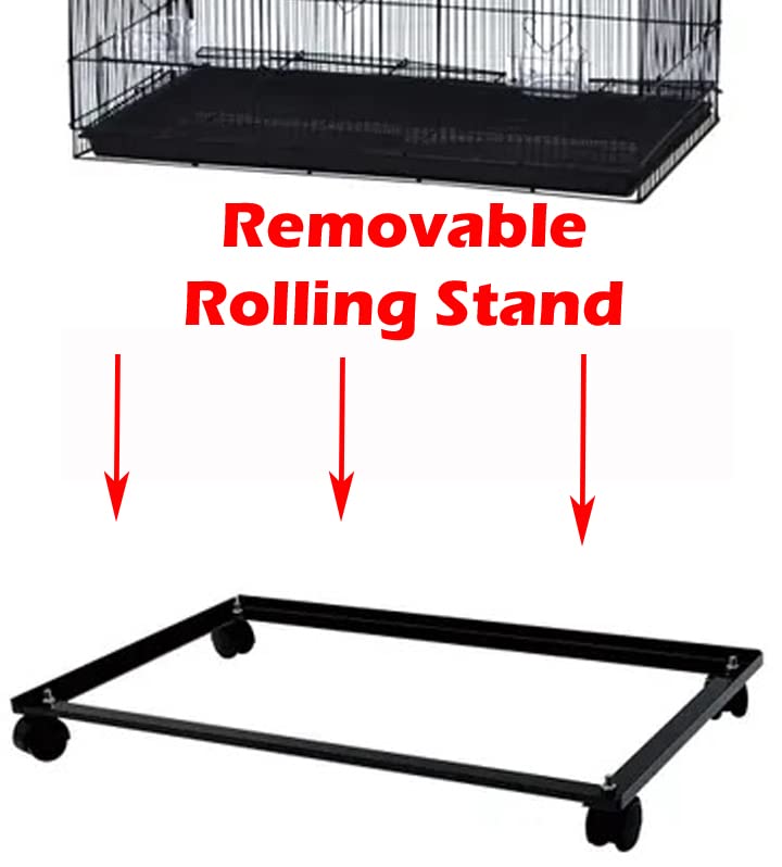 55" Extra Large 5 Levels 3/8-Inch Tight Wire Spacing Guinea Pig Sugar Glider Animal Wire Chew Free Cage with Removable Rolling Stand