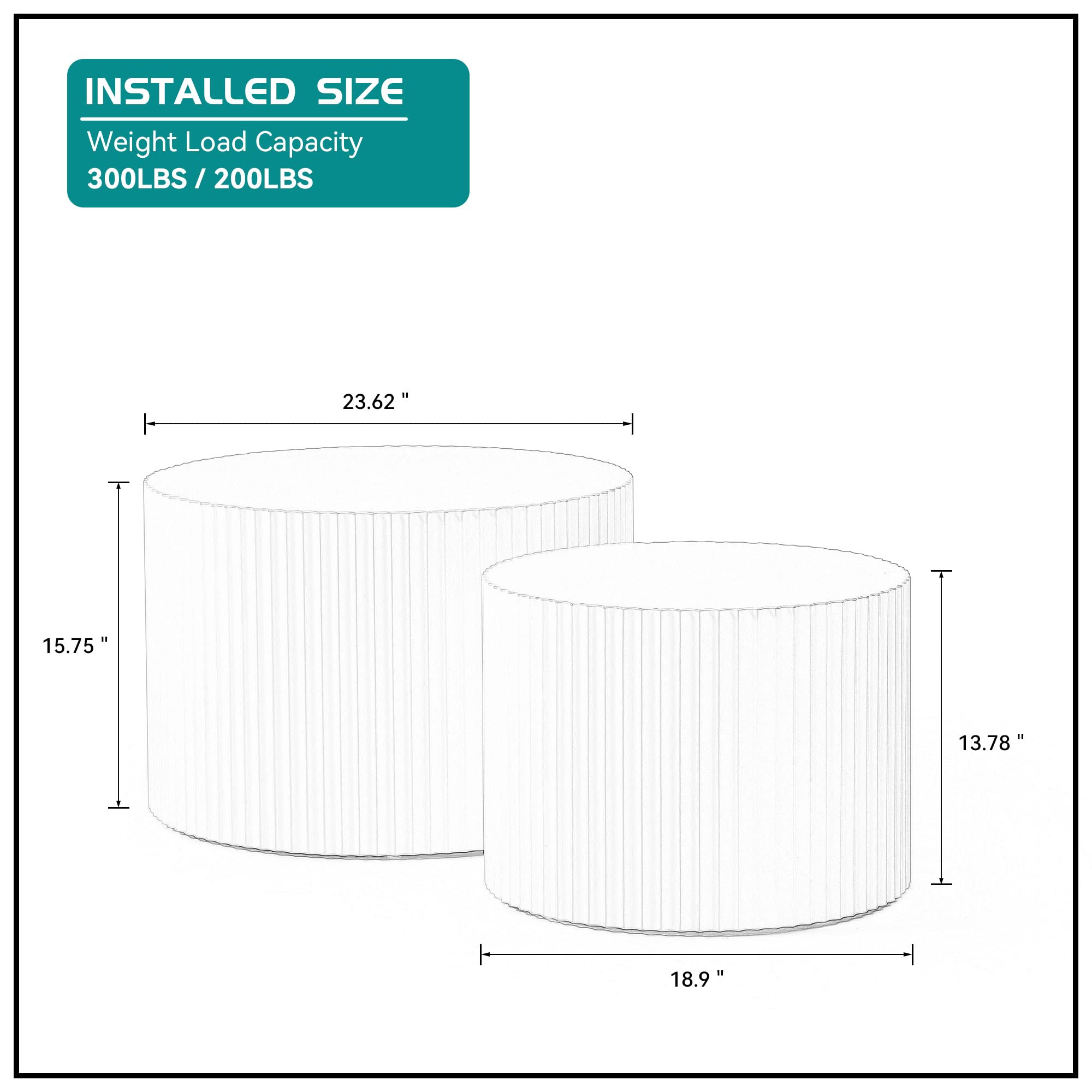 WEALTHOME Nesting Coffee Table Set of 2, Modern Nesting Round Coffee Table Accent End Table Side Table for Living Room Apartment