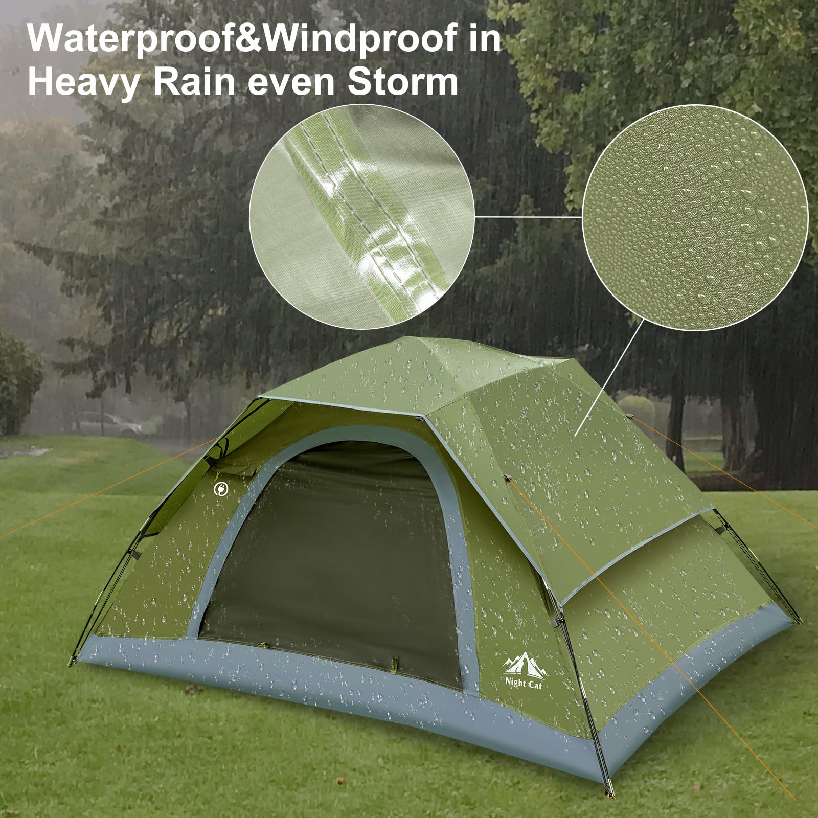 Night Cat Camping Tents 1 2 3 4 Persons with Unique Rainfly Backpacking Tent Easy Clip Setup Double Layers 2 Doors Waterproof Lightweight,Single-Size