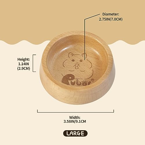 Rubor Hamster Food Bowl, Wooden Guinea Pig Food Dish Feeding Bowl for Small Animal Dwarf Hamster Syrian Gerbil Mice Degu Chipmunk Squirrel Hedgehog (Large)