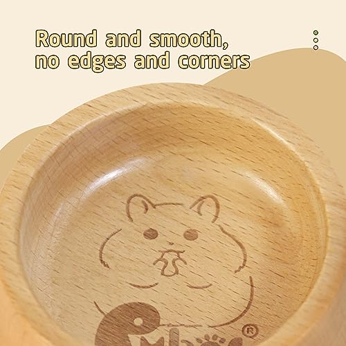 Rubor Hamster Food Bowl, Wooden Guinea Pig Food Dish Feeding Bowl for Small Animal Dwarf Hamster Syrian Gerbil Mice Degu Chipmunk Squirrel Hedgehog (Large)
