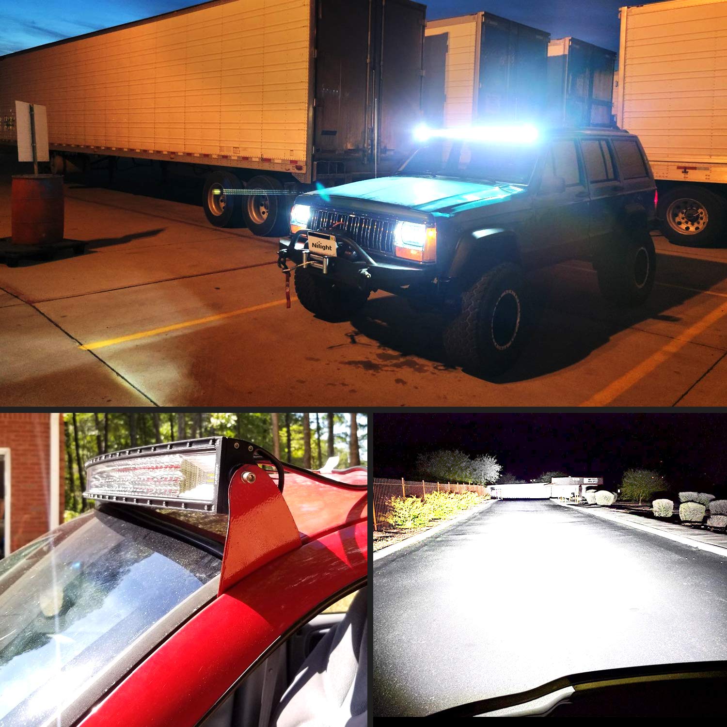 Nilight - 18015C-A LED Light Bar, 52Inch, 783W, 78000LM, Curved Triple Row Flood Spot Combo Beam Off Road Driving Lights for Boat, Trucks, 2 Years Warranty