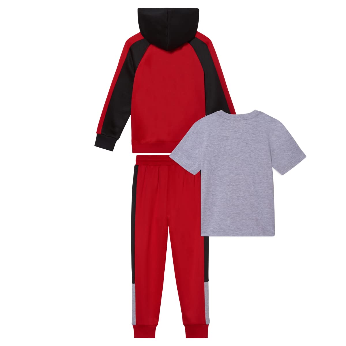 Marvel Spider-Man Boys 3-Piece Fleece Pants Sets, Spiderman Zip-Up Hoodies, T-Shirts, and Pants Sets for Boys (Miles Morales Red, 5/6)
