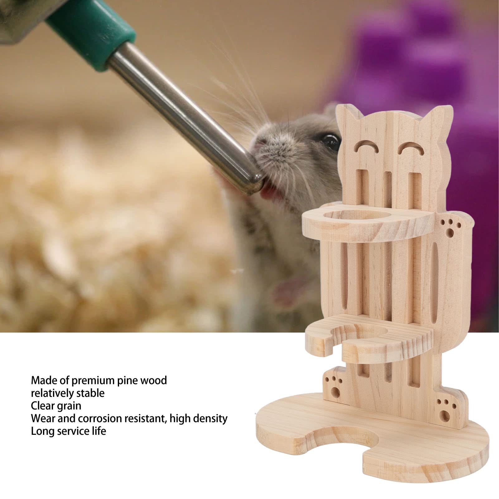 Wooden Pet Water Bottle Holder,Hamster Water Bottle Stand Pet Supplies for Small Sized Pets as Hamsters Gerbils Guinea Pigs Rabbits Puppy Cats