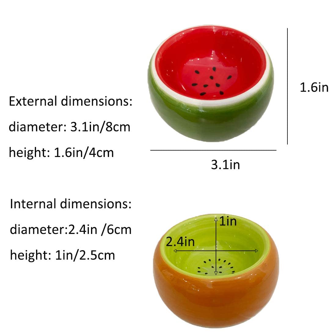 Hamiledyi 2PCS Hamster Bowl,Ceramic Food Water Feeding Dish for Guinea Pigs Gerbil Mouse Rat Chinchilla Hedgehog Sugar Glider
