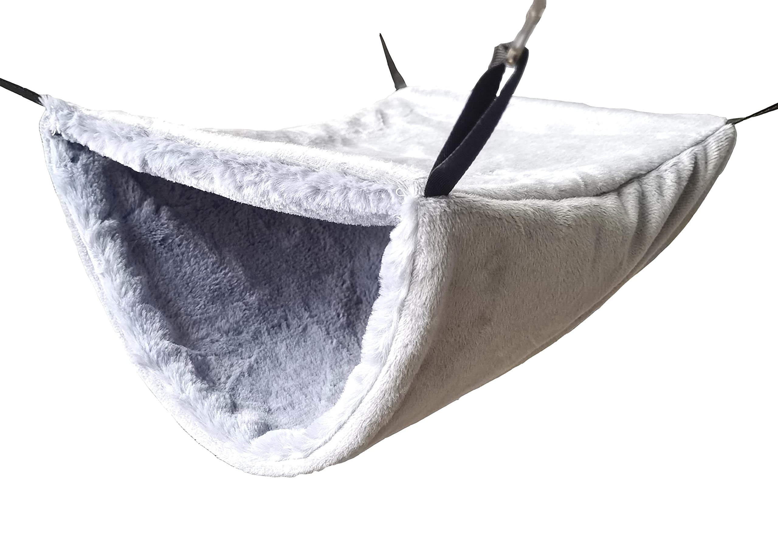 PAWSINSIDE Ferret Hammock Small Animals Soft Plush Double Bunkbed Cage Hanging Hammocks for Rat Guinea Pig Chinchilla Squirrel (Grey)