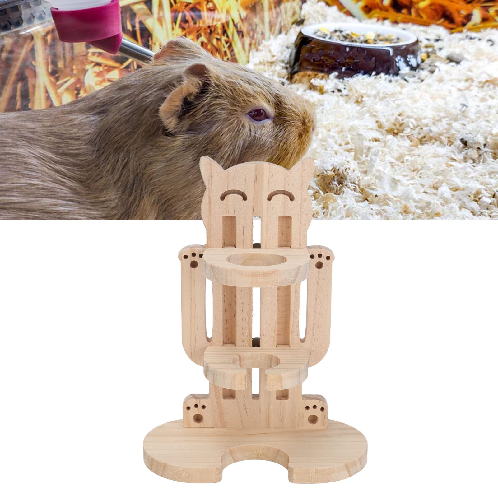 Wooden Pet Water Bottle Holder,Hamster Water Bottle Stand Pet Supplies for Small Sized Pets as Hamsters Gerbils Guinea Pigs Rabbits Puppy Cats