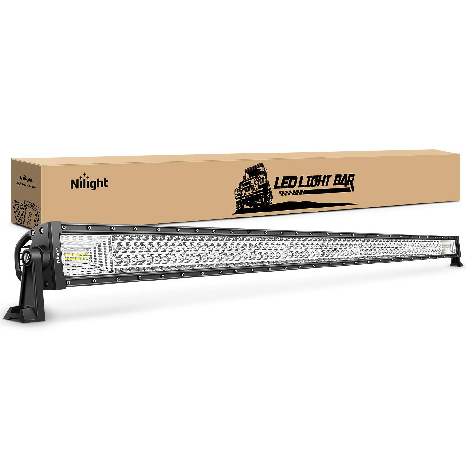 Nilight - 18019C-A LED Light Bar 52Inch 783W Triple Row 49500LM Flood Spot Combo Beam Led Bar Driving Lights Boat Lights Super Bright Led Off Road Lights for Trucks