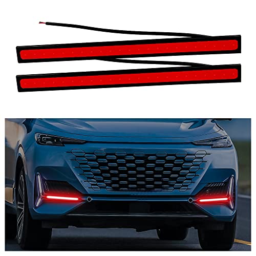 2PCS 170MM A Variety of Colours DRL LED Strip Lights for Car,COB LED Hood Light,Daytime Running Lights,Fog Lights,12v Waterproof Car Decor Light Strip for Truck SUV Boat RV Motorcycles (Red-2pcs)