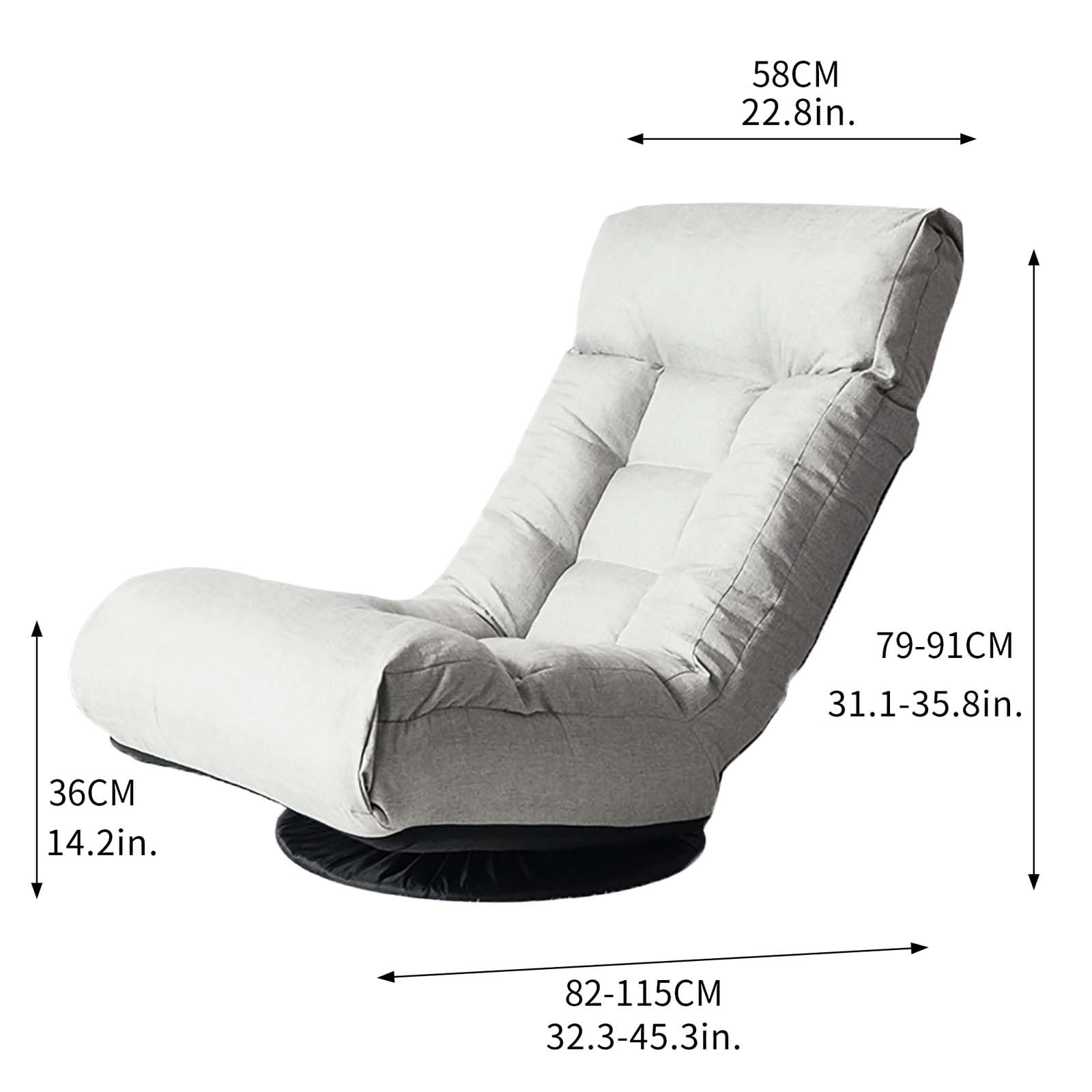 GERDIOEB Folding Sofa Bed, Leisure Convertible Sofa Chair, Tatami with 360 Degrees Rotatable Bottom for Living Room/Dorm/Guest Room/Home Office/Apartment, Gray
