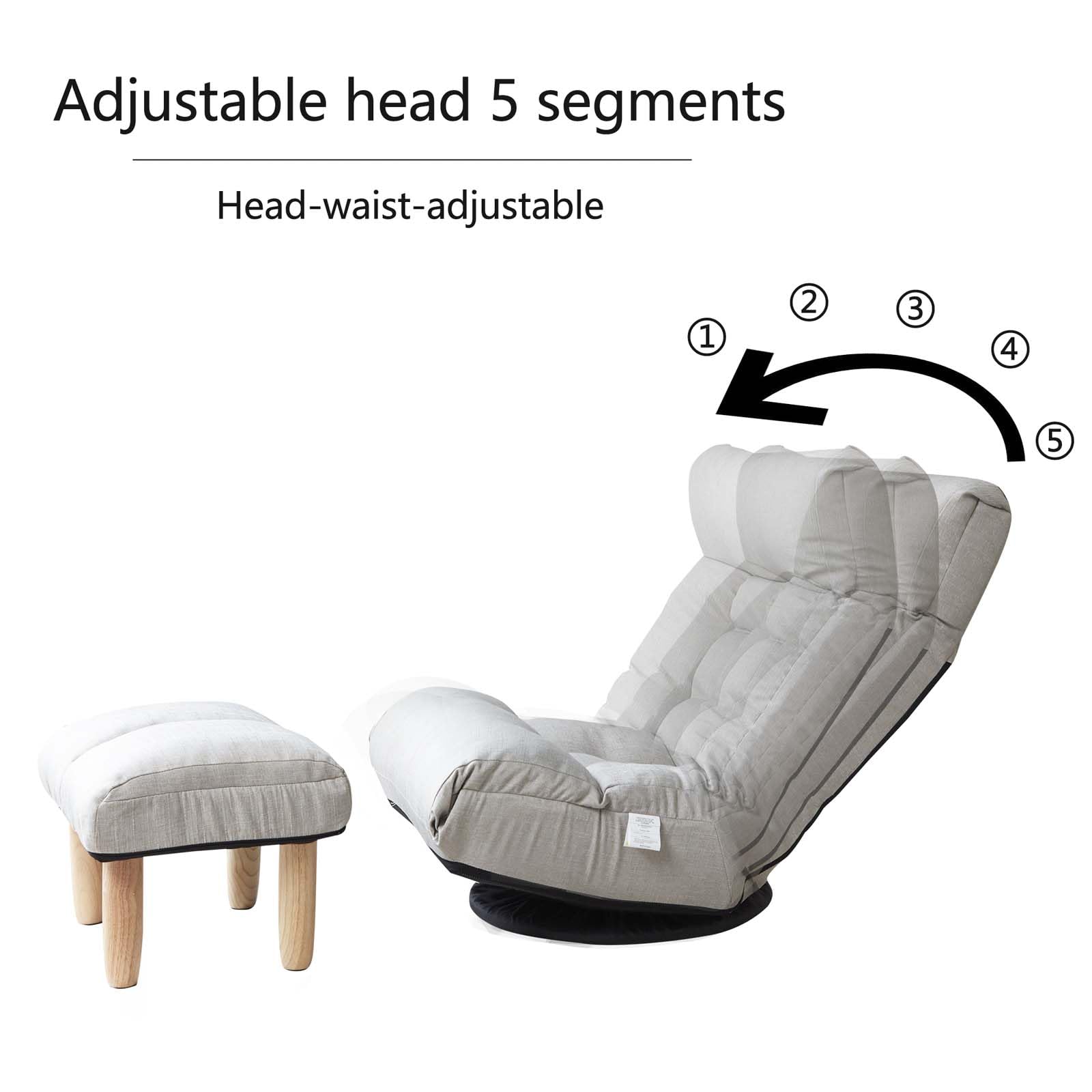 GERDIOEB Folding Sofa Bed, Leisure Convertible Sofa Chair, Tatami with 360 Degrees Rotatable Bottom for Living Room/Dorm/Guest Room/Home Office/Apartment, Gray