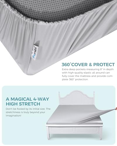 Forias Fitted Sheet for Folding Mattress, Compatible with 4inch, 6inch Size Trifold Mattress,4-Way Stretch Knit, Snug Fit, Ultra-Soft and Cozy Washable Fitted Sheet (Twin)