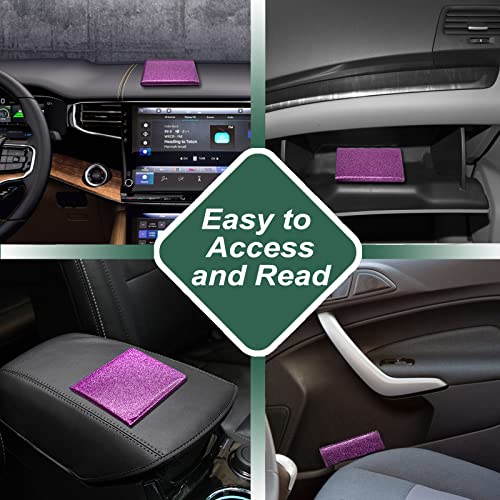 Teoenix Car Registration and Insurance Holder, Automotive Glove Box Car Organizer Men Women Wallet Accessories Case for Cards, Essential Documents, Driver License - Bling Purple