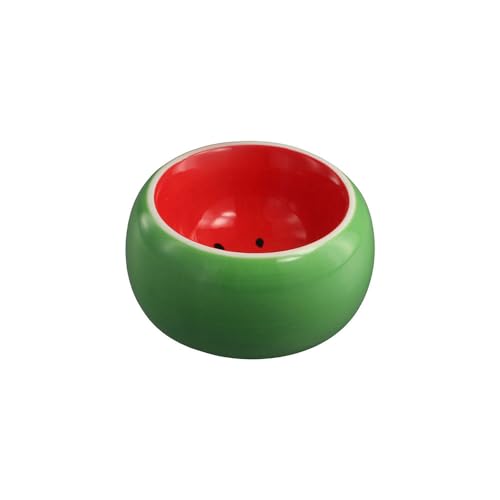 Pokinge 2 Packs Hamster Bowls, Ceramic Small Animals Food Dish Mini Anti-Moving Water Drinker for Rat Gerbil Hedgehog Kiwi Watermelon Pattern Pet Supplies