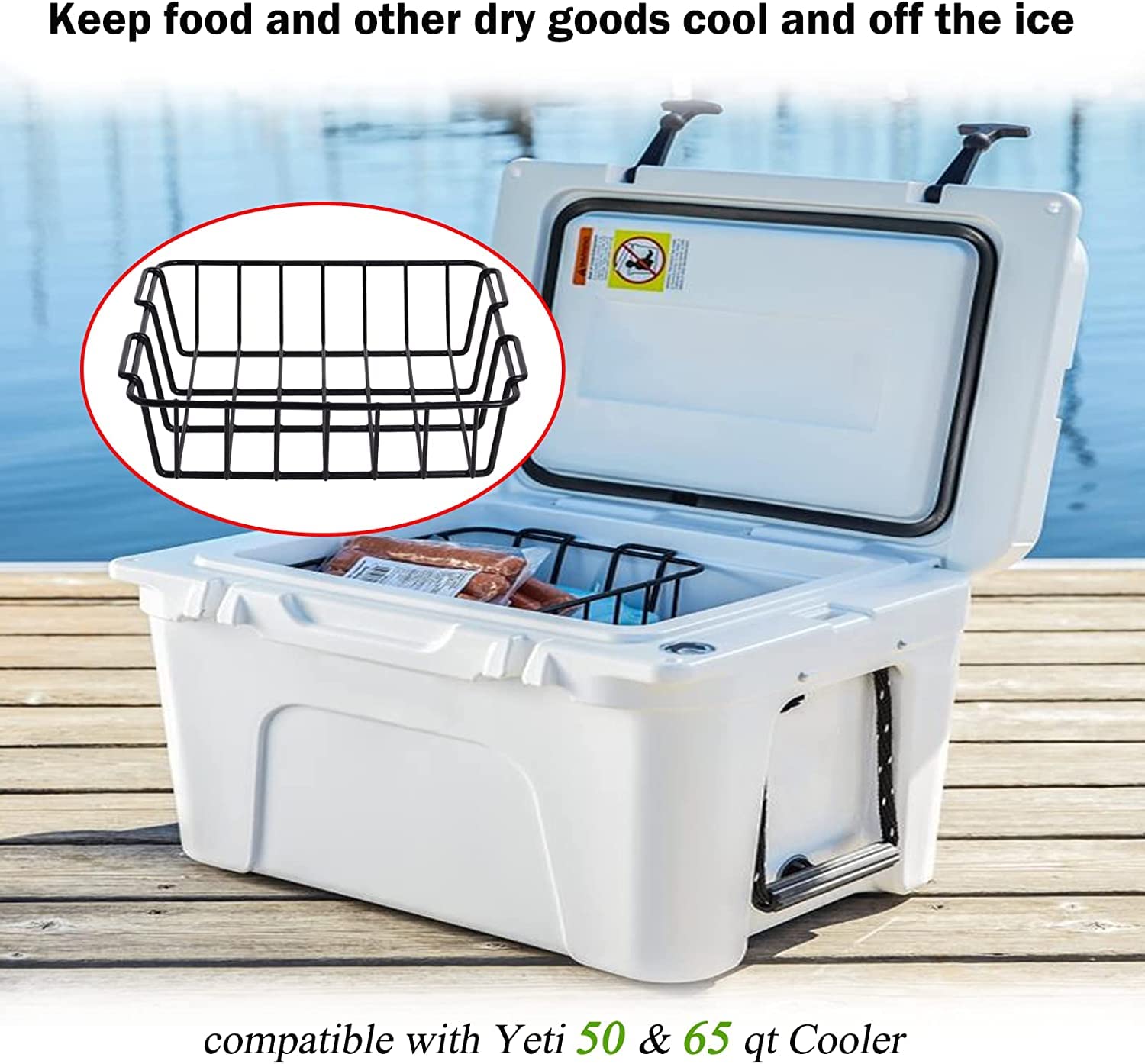 50qt Cooler Basket Compatible with YETII Tundra, Inside Dry-Goods Basket for Igloo 50Qt, Bison Cooler 50QT, Ozark Trail