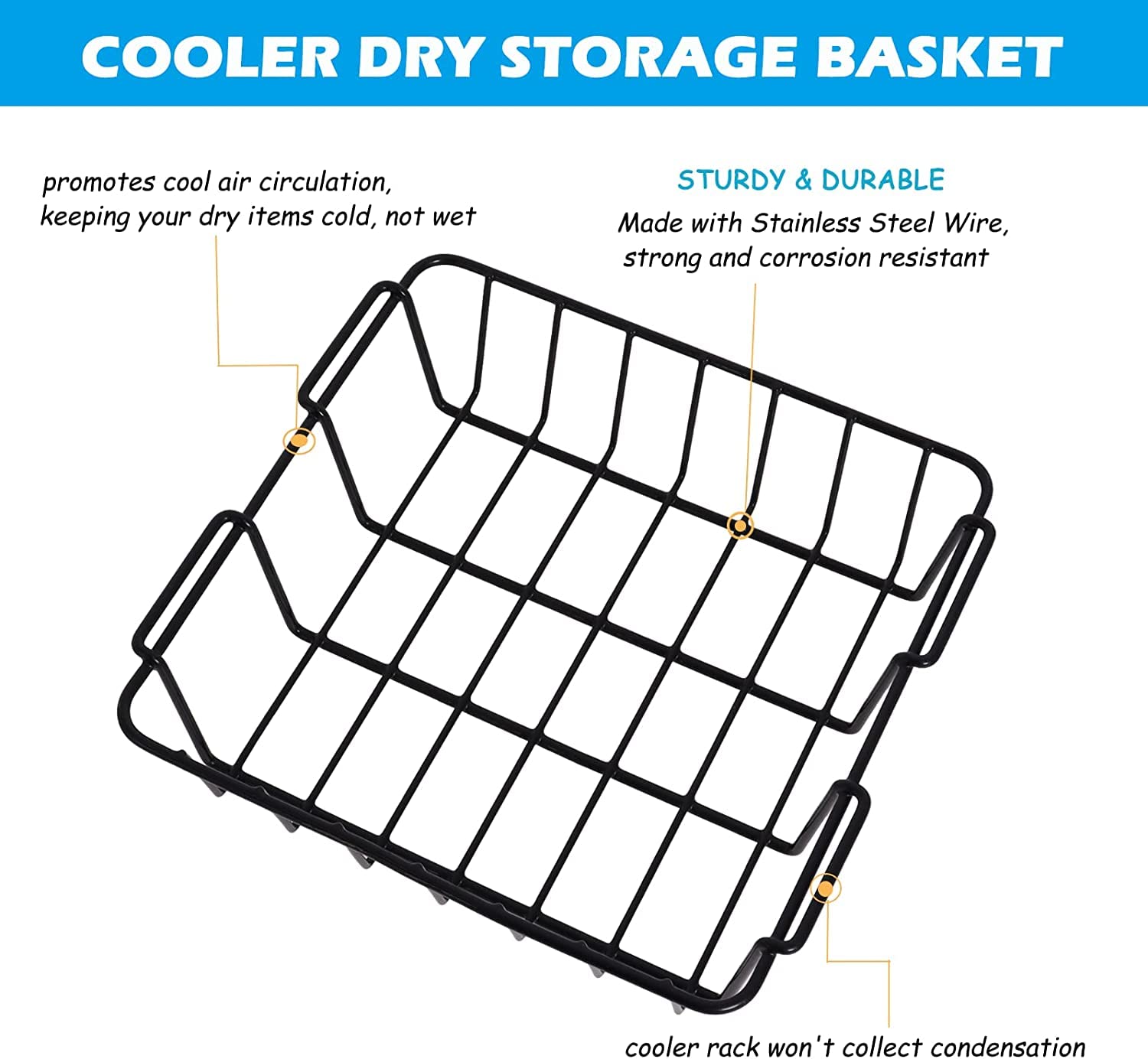 50qt Cooler Basket Compatible with YETII Tundra, Inside Dry-Goods Basket for Igloo 50Qt, Bison Cooler 50QT, Ozark Trail