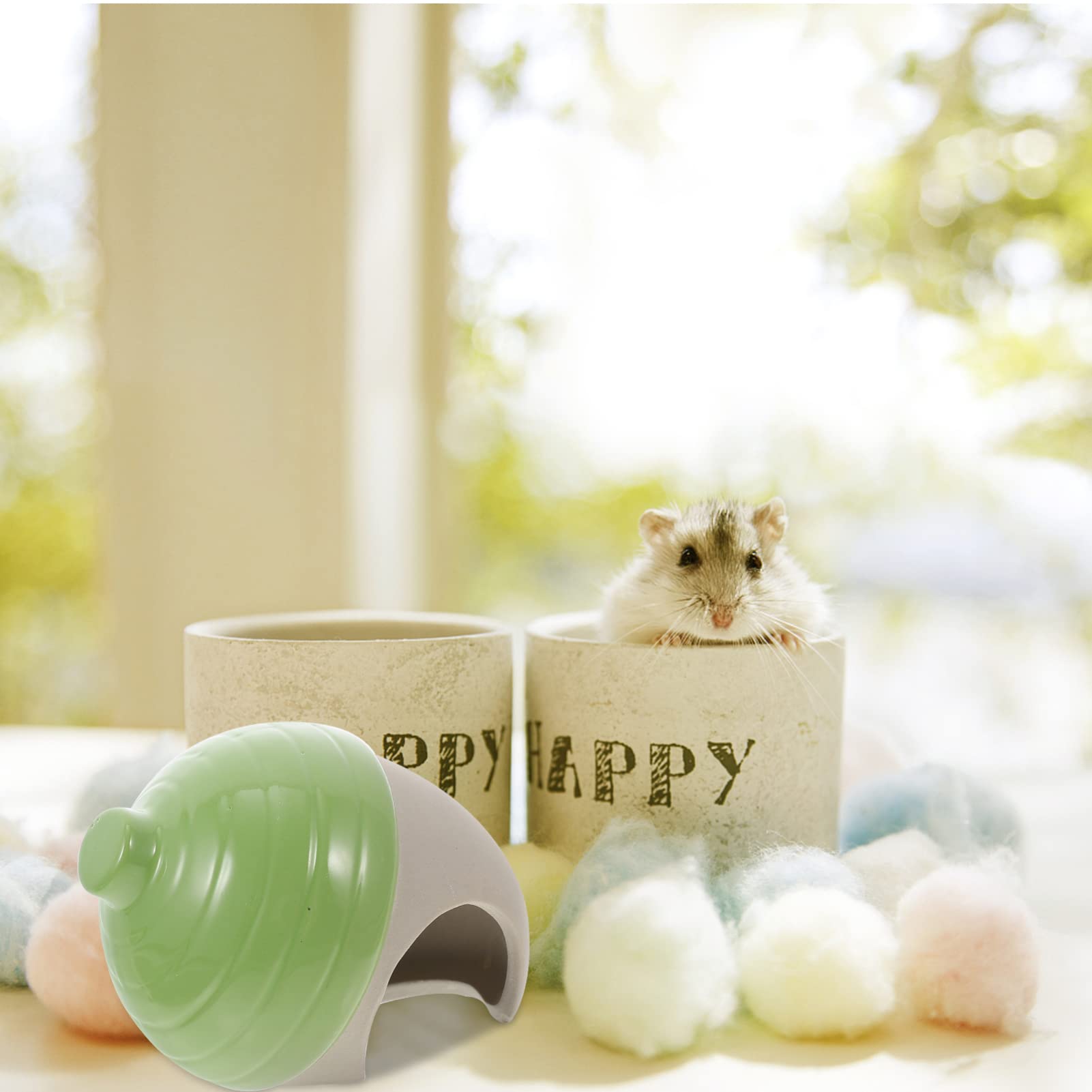 balacoo Toy Hamster Pets Ceramic Hamster Hideout Acorn Shape Small Animal House Guinea Pig Pet Cage Supplies for Gerbil Hamster Squirrel (Green Hamster Hamster Toy