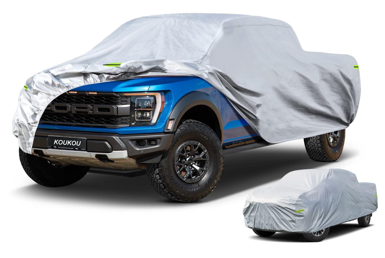 KouKou Truck Cover Waterproof All Weather, 6 Layers Full Pickup Outdoor Cover Length up to 232 inches,Universal Fit Toyota Tacoma, Chevy Silverado, GMC Sierra, Dodge Dakota etc.