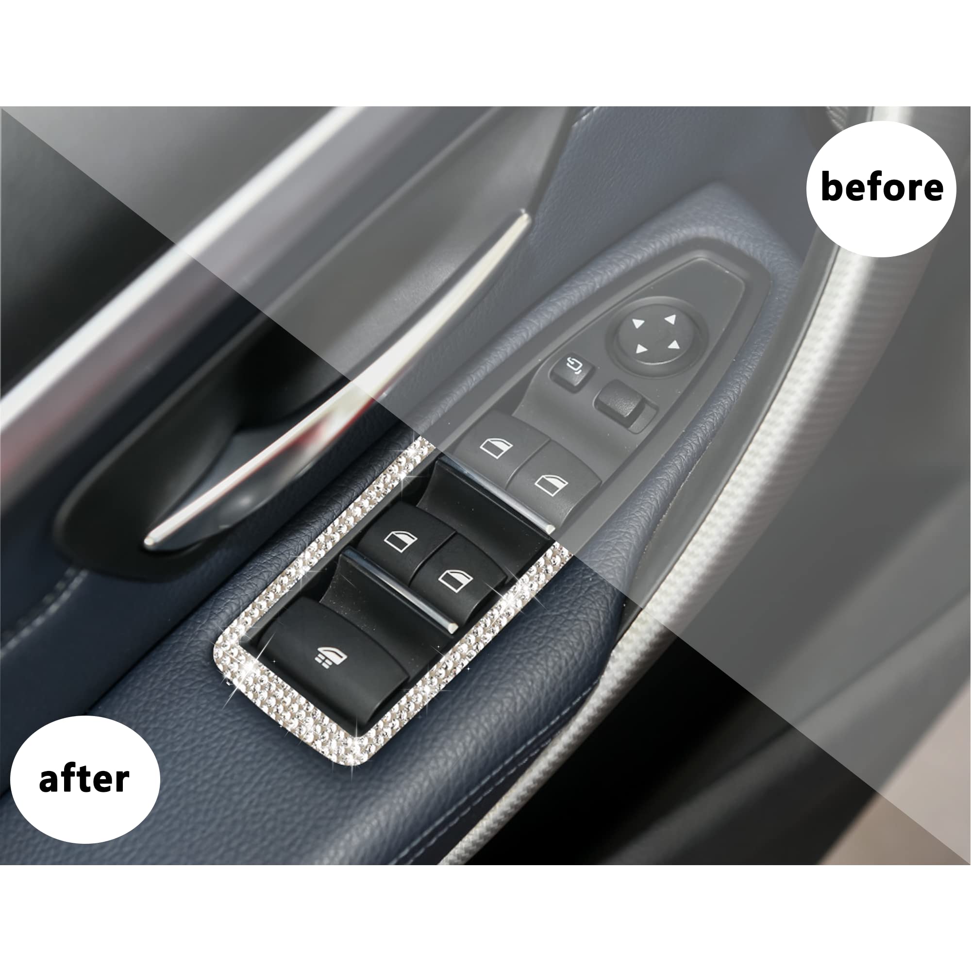 9.4"x7.8" 97 Bling Rhinestone Car Stickers,DIY Car Decals with Self-Adhesive Car Decorations,20PCS Bling Car Accessories Interior&Exterior for Car Dashboard,Door Handles