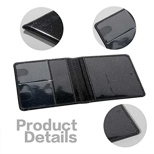 VAGURFO Car Registration And Insurance Holder, Leather Vehicle Card Document Glove Box Organizer, Glitter Auto Truck Compartment Accessories (Black)