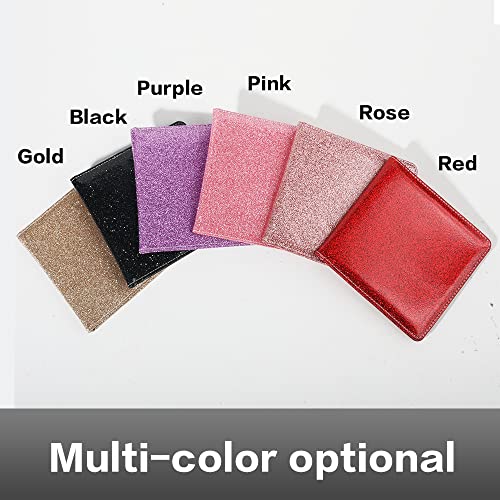 VAGURFO Car Registration And Insurance Holder, Leather Vehicle Card Document Glove Box Organizer, Glitter Auto Truck Compartment Accessories (Black)